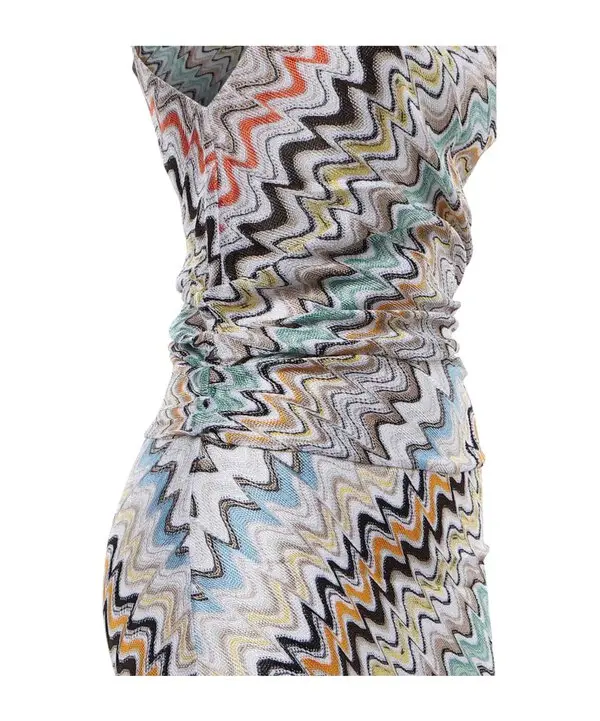 Missoni Zigzag Pattern One-shoulder Maxi Dress