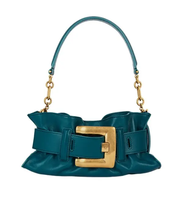 Balmain Mini Anthem Bag In Smooth Leather With Belt Detail - Blue