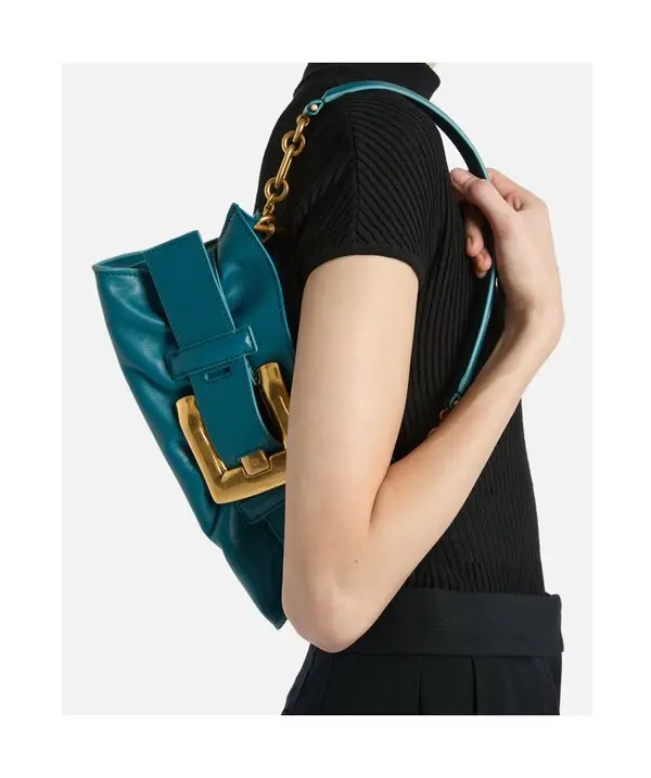 Balmain Mini Anthem Bag In Smooth Leather With Belt Detail - Blue