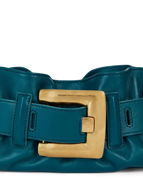 Balmain Mini Anthem Bag In Smooth Leather With Belt Detail - Blue