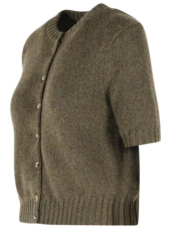 Khaite Nora Short-sleeve Cardigan - Artichoke