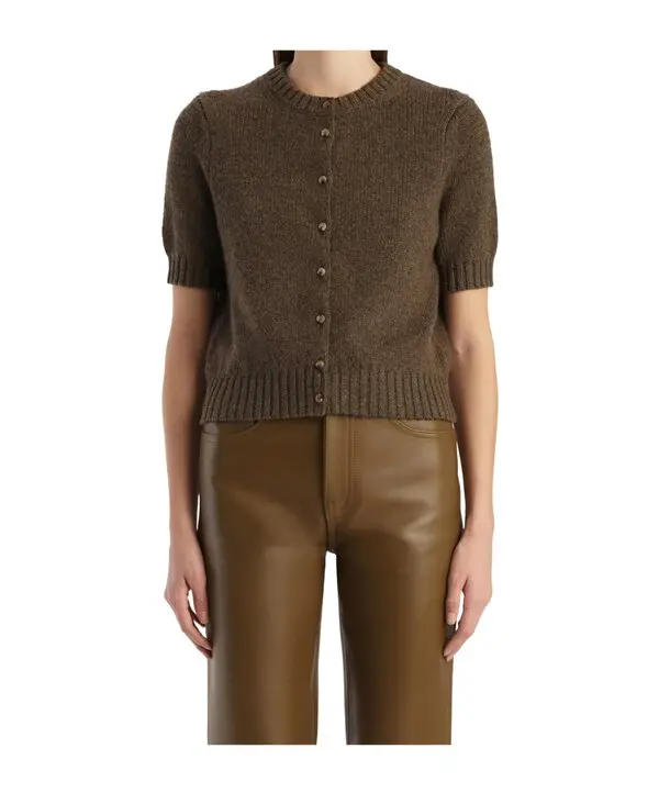 Khaite Nora Short-sleeve Cardigan - Artichoke