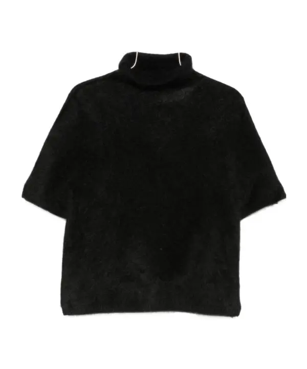Soft Goat High Neck Short-sleeved Knitwear