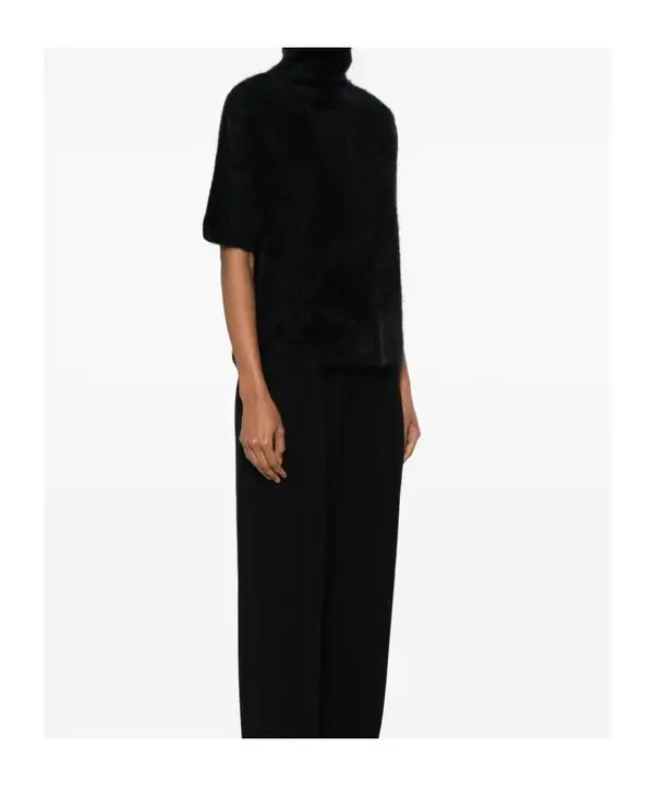 Soft Goat High Neck Short-sleeved Knitwear