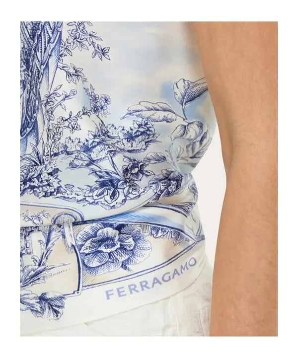 FERRAGAMO Halterneck Blouse With Voyage Print - Blue