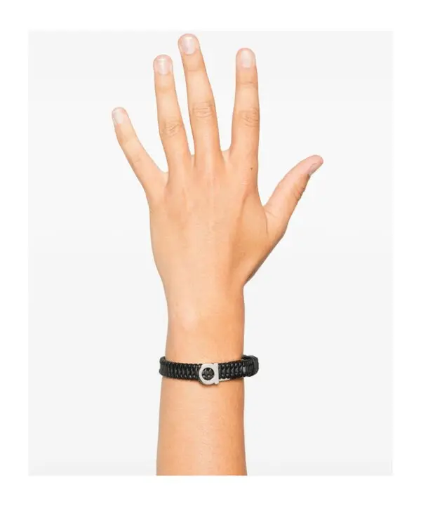 FERRAGAMO Braided Bracelet With Gancini Nameplate - Black