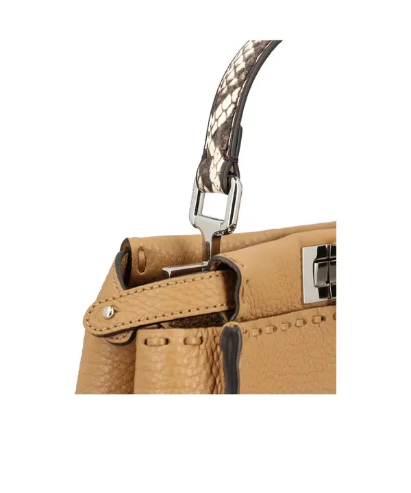 Fendi Peekaboo Mini Top Handle Bag - Nude