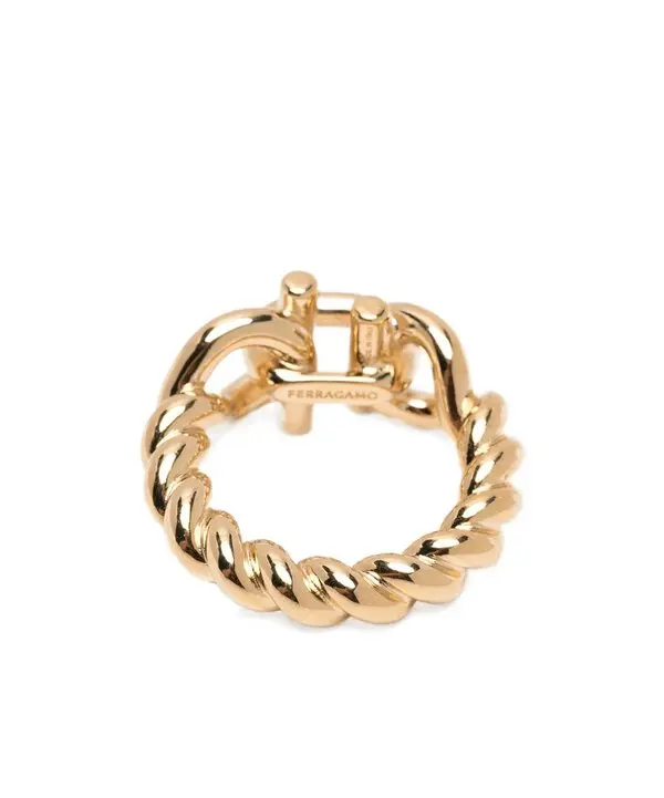FERRAGAMO Gold-plated Chain Detail Ring - Yellow