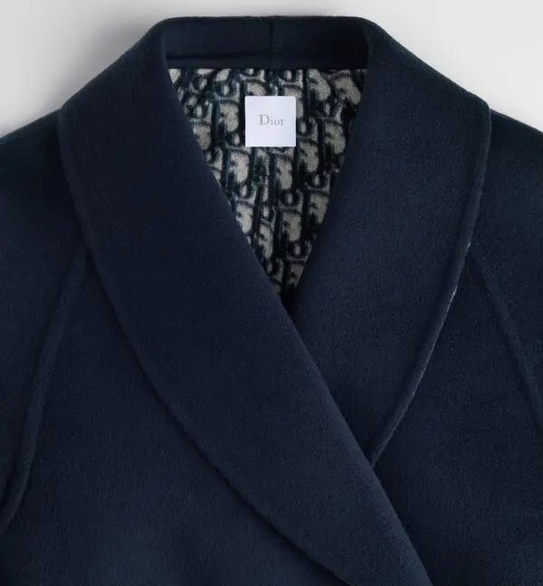 Dior Belted Cropped Double-breasted Peacoat - Navy Blue