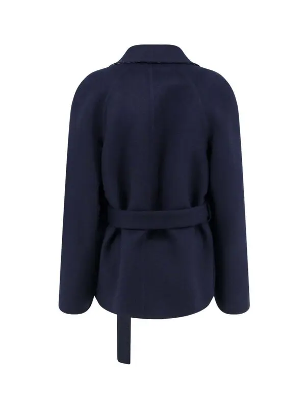 Dior Belted Cropped Double-breasted Peacoat - Navy Blue