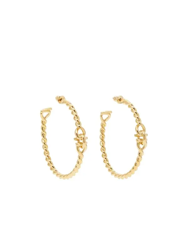 FERRAGAMO Twisted Gancini Hoop Earrings - Golden