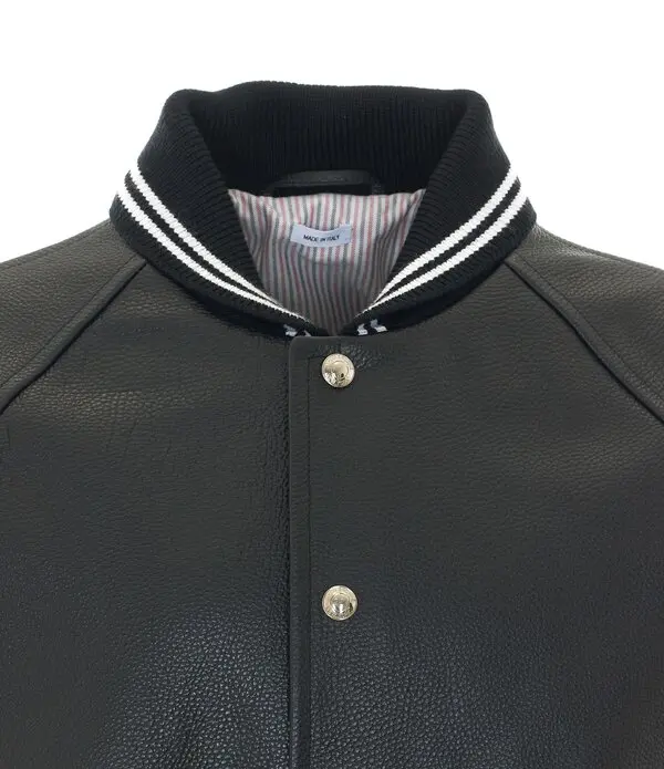 Thom Browne Striped Leather Bomber Jacket