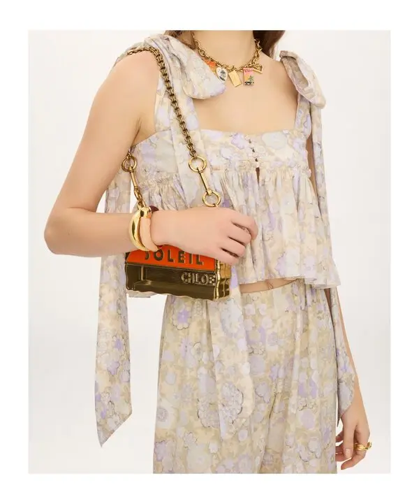 Chloé Printed Floral Tie Detail Crop Top