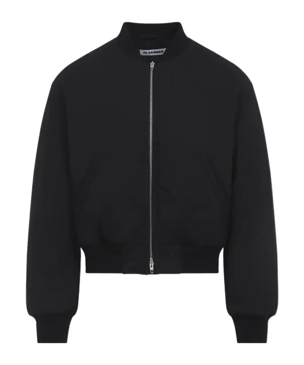 JIL SANDER Ribbed-trim Zip-up Bomber Jacket - Black
