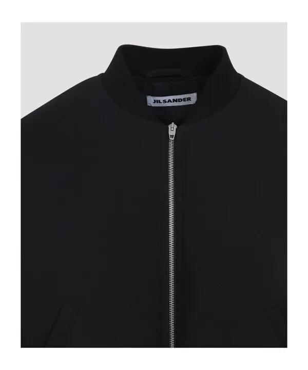 JIL SANDER Ribbed-trim Zip-up Bomber Jacket - Black