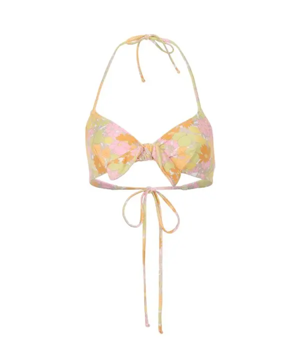 Chloé Floral Print Tie-up Bikini Top - Multicolored Pink
