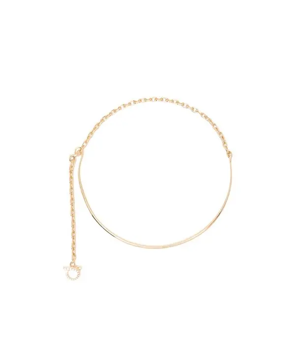 FERRAGAMO Polished Chain Necklace With Gancini Pendant - Gold