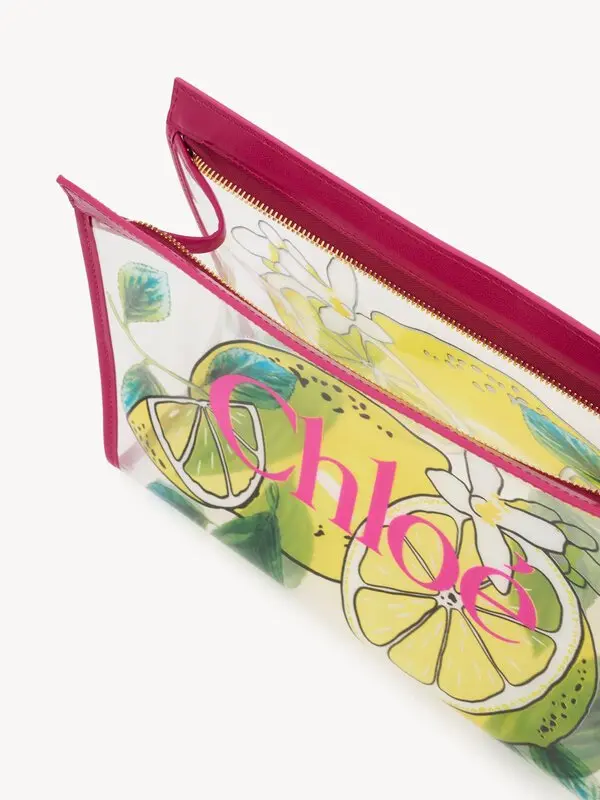 Chloé Soleil Zipped Pouch In Lemon Print Jelly