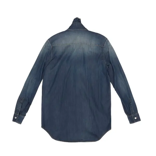 Dior Pleated Stand Collar Tie Neck Blouse