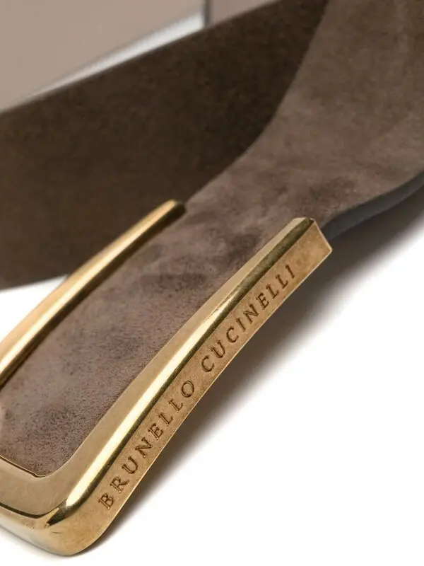 Brunello Cucinelli Clip-on Buckle Suede Belt