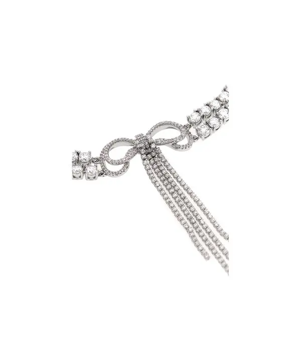 SELF-PORTRAIT Crystal Bow Necklace - White