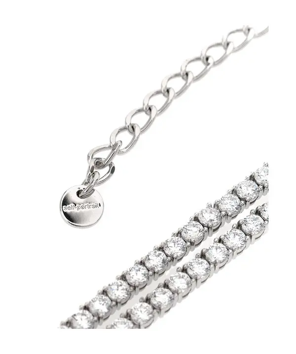 SELF-PORTRAIT Crystal Bow Necklace - White