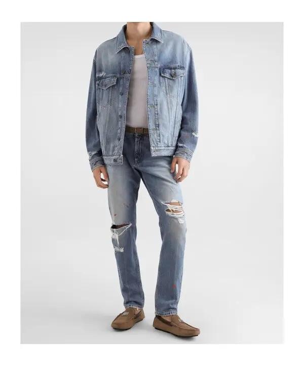 Dolce & Gabbana Ripped Logo Plaque Jeans - Gray