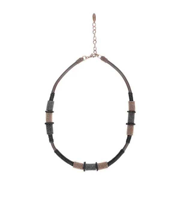 Brunello Cucinelli Lobster Buckle Beaded Necklace - Gray