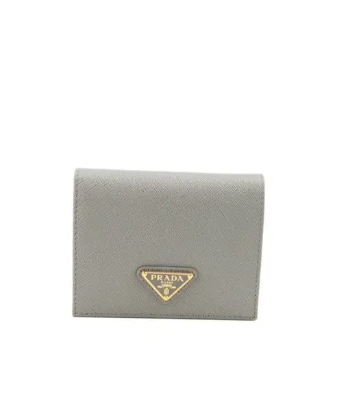 Prada Small Saffiano-leather Triangle-logo Wallet - Gray