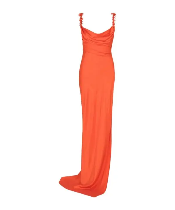 Balmain Cowl Neck Fluid Maxi Dress With Side Slit