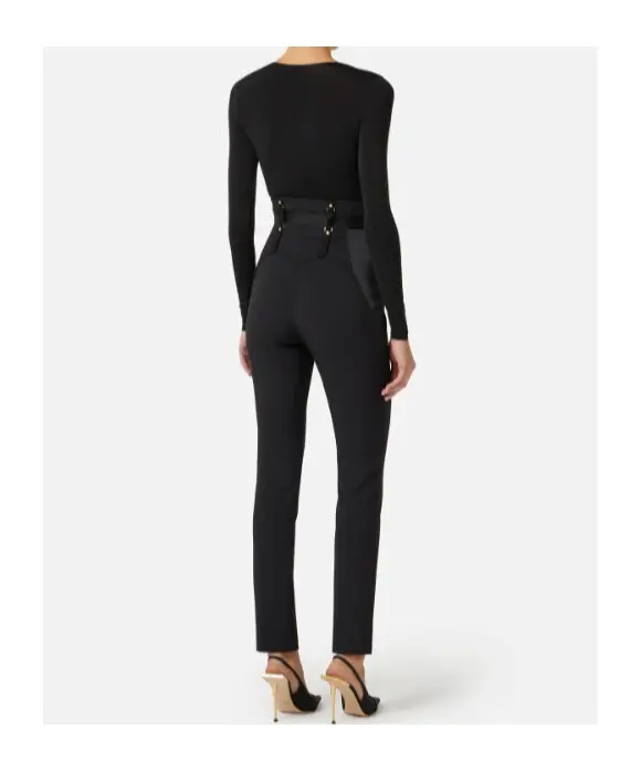 Elisabetta Franchi Draping Crepe Jersey Bodysuit With Knot Detail