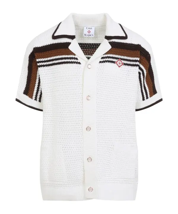 Casablanca Crochet Stripe Short-sleeve Shirt - White