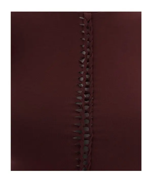 Patrizia Pepe Sleeveless Crew Neck Vest With Curved Hem And Lace Up Detailing