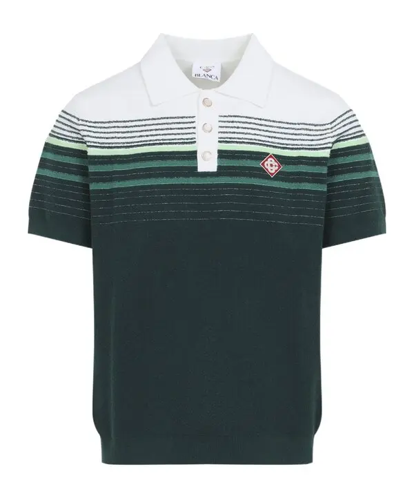Casablanca Logo Patch Stripe Knitted Polo Shirt