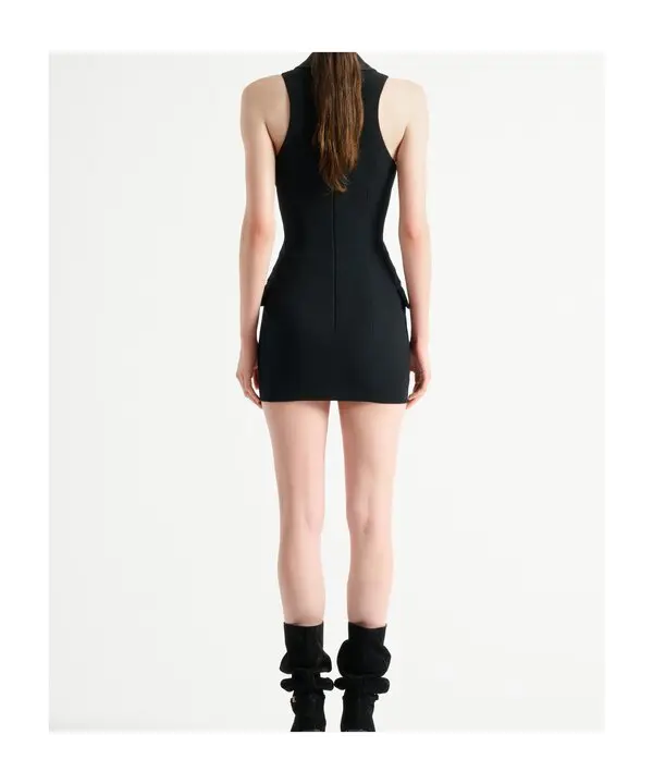 Balmain Sleeveless Collared Belted Mini Dress