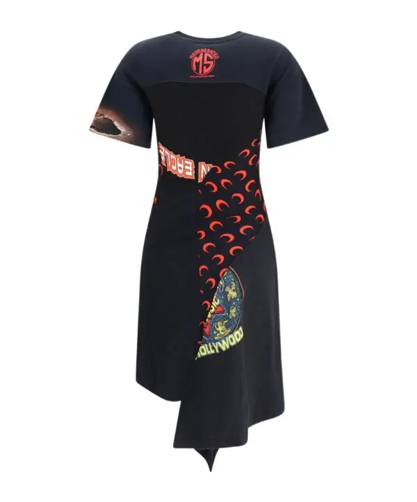 MARINE SERRE Upcycled Jersey Asymmetrical Knee Length Dress