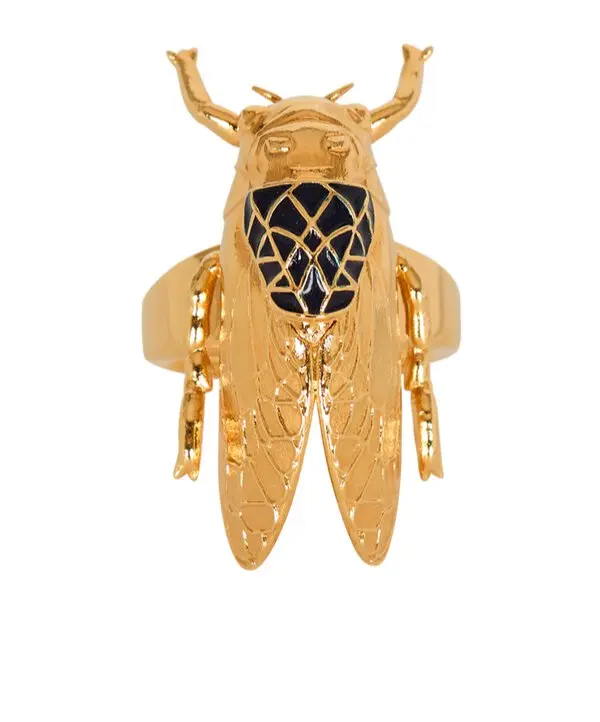 Balmain Brass And Enamel Insect Ring - Gold