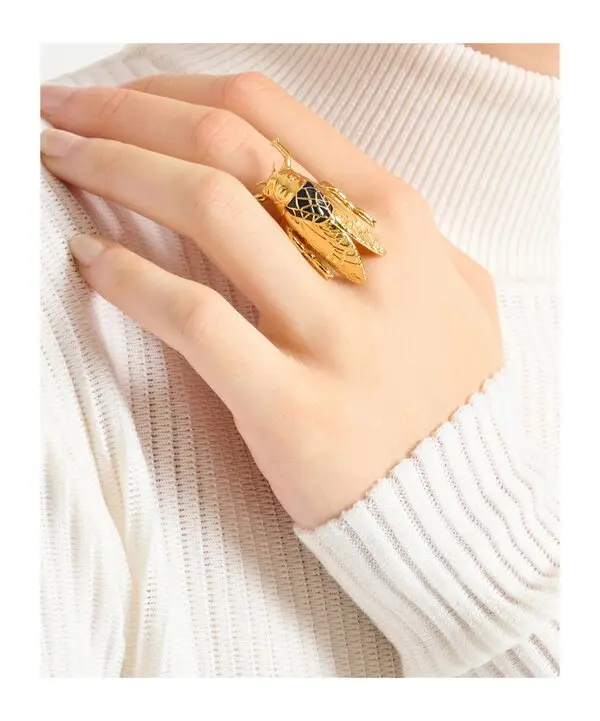 Balmain Brass And Enamel Insect Ring