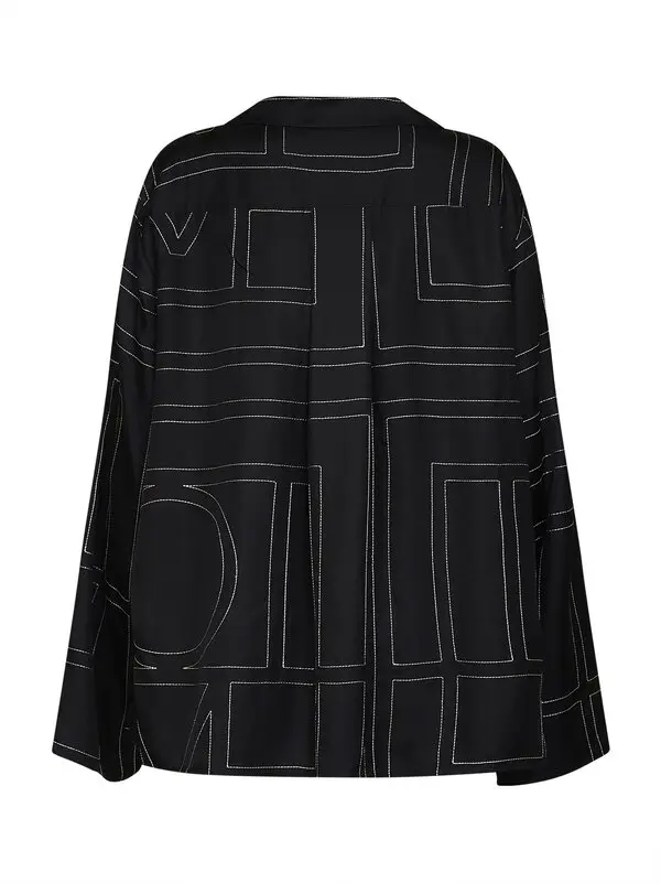 TOTEME Monogram-print Satin Shirt - Black