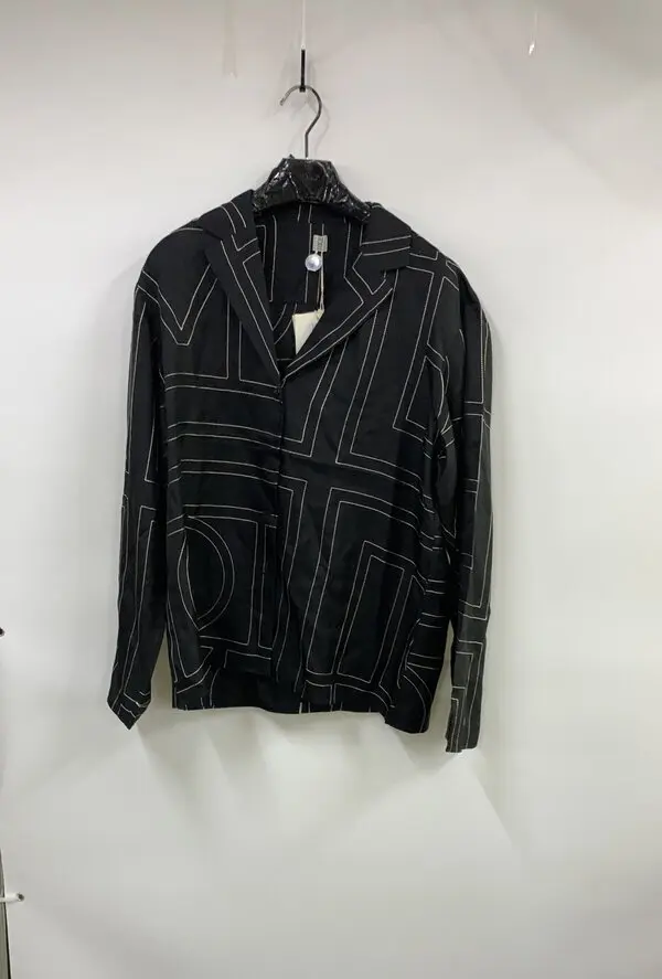 TOTEME Monogram-print Satin Shirt - Black