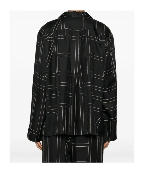 TOTEME Monogram-print Satin Shirt - Black