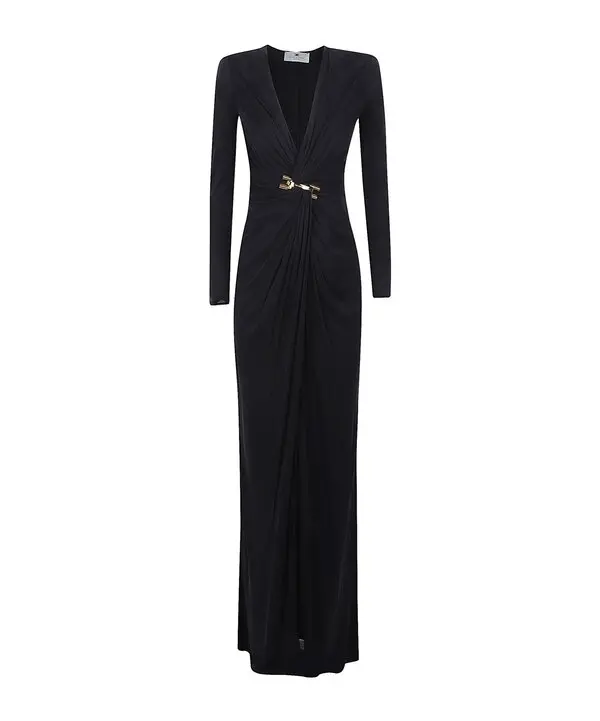 Elisabetta Franchi Draped Long Sleeve Gown