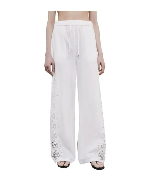 Patrizia Pepe Wide Leg Pants With Floral Embroidery
