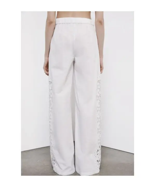 Patrizia Pepe Wide Leg Pants With Floral Embroidery