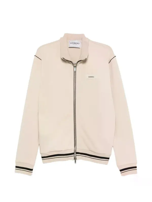 Iceberg Striped Trim Zip-up Sweatshirt