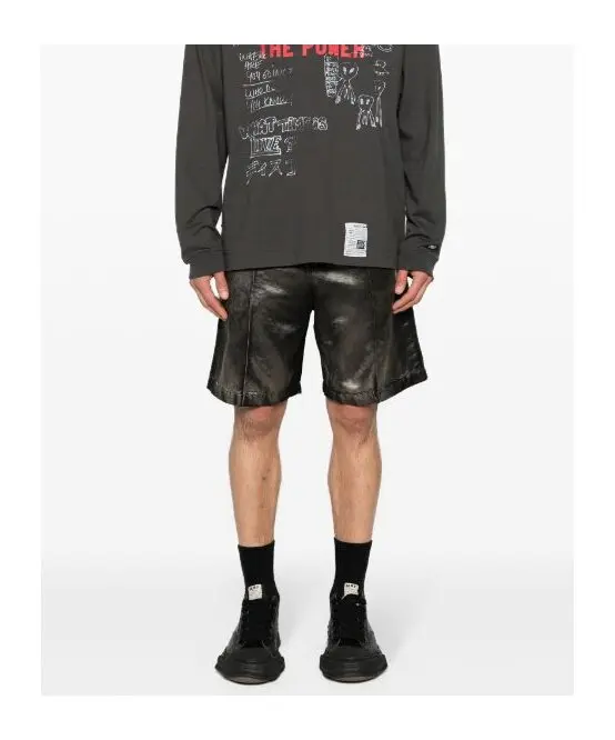 Mihara Yasuhiro Logo Patch Satin Bermuda Shorts