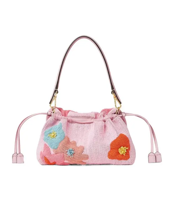 Fendi Mamma Baguette Medium Beaded Floral Embellished Baguette