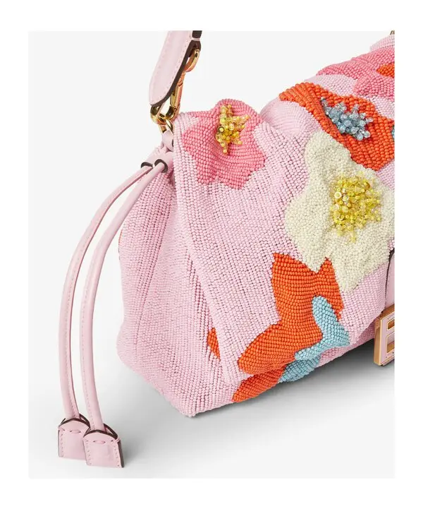 Fendi Mamma Baguette Medium Beaded Floral Embellished Baguette