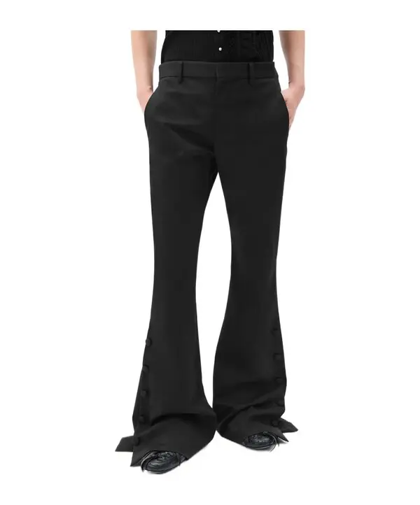 ANN DEMEULEMEESTER Vald Slim Fit Bootcut Trousers With Button Detail