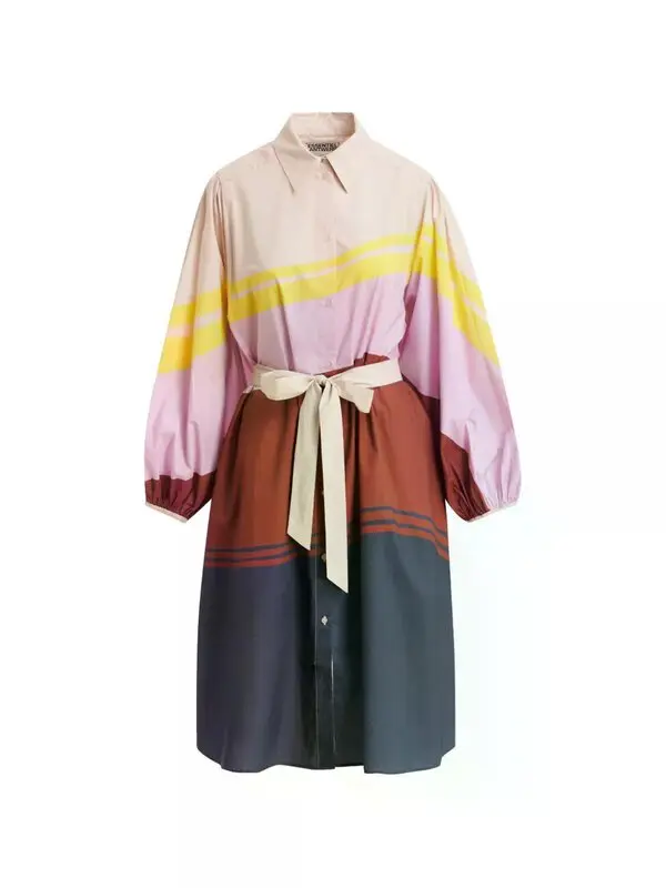 Essentiel Antwerp Stripe Print Belted Midi Shirt Dress